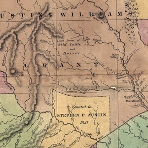 Antique Map of Texas, Austin 1837: Fine Art Giclée Print - Etsy