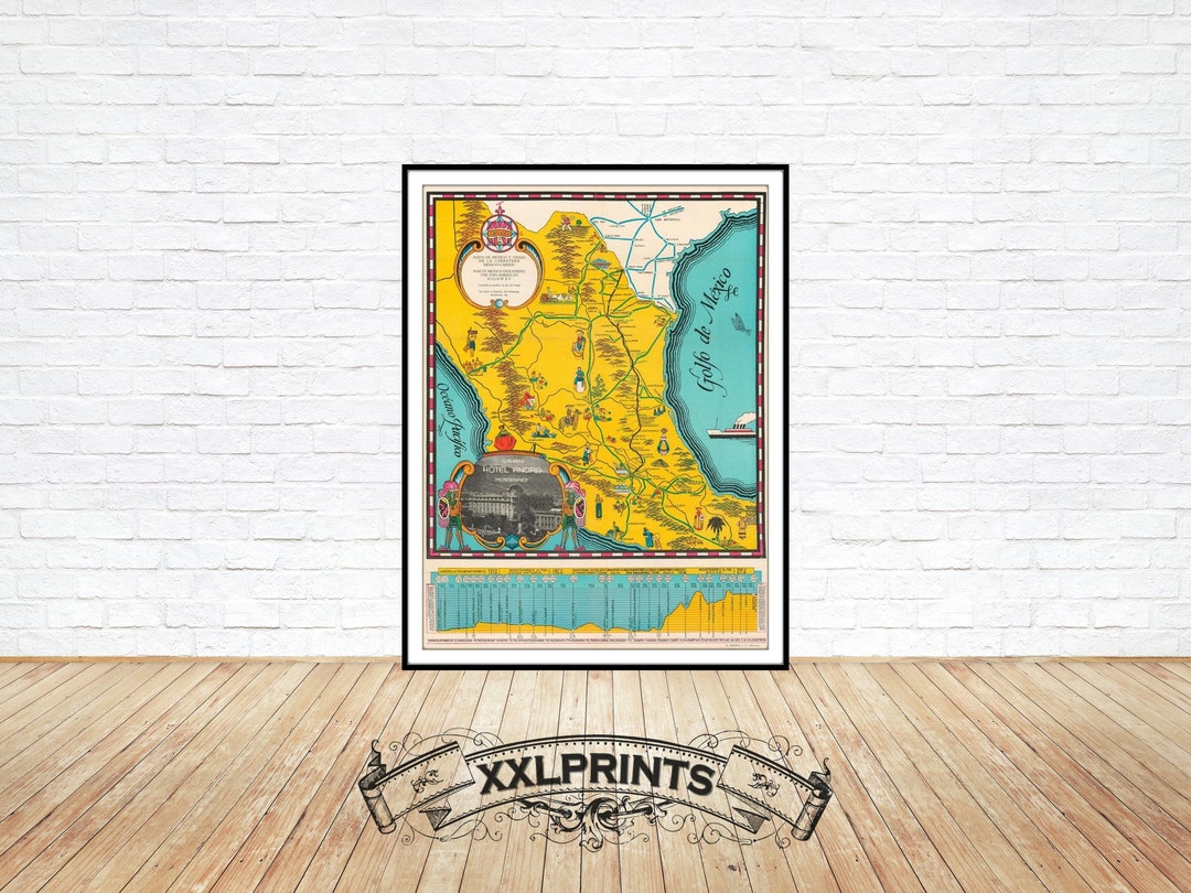 1936 Pictorial Map of Mexico: Pan-american Highway Fine Art Print - Etsy