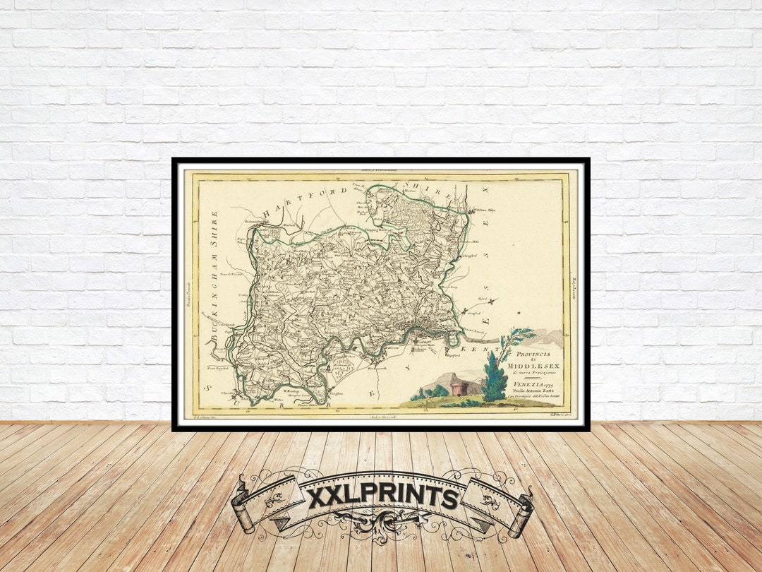 Antique Middlesex Map Print: 1779 United Kingdom County Reproduction - Etsy