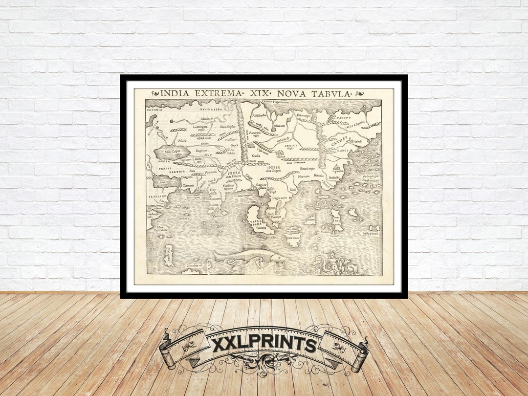 Old Map of India, 1542, Extremely Rare Map, First Printed Map of India ...