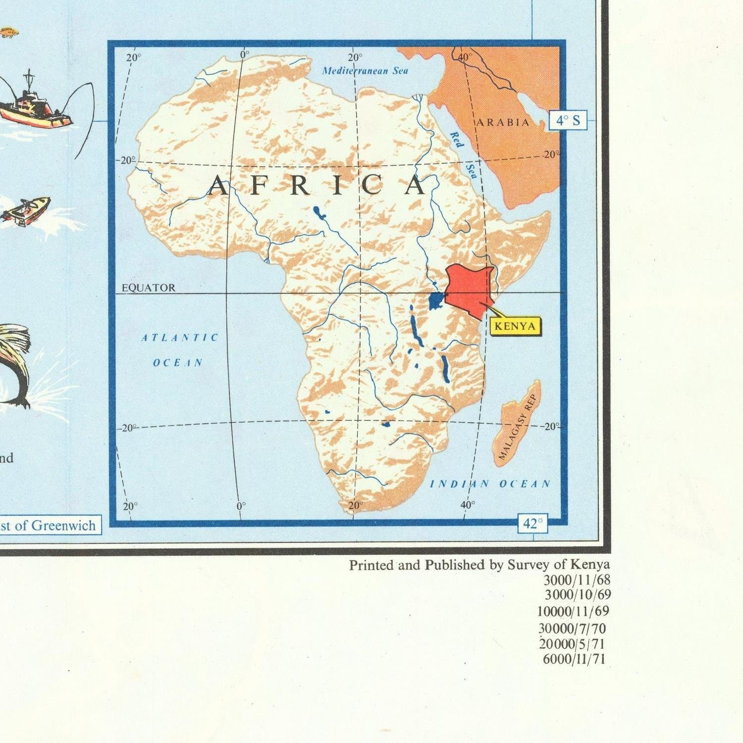 1968 Kenya Tourist Map Art Print: Vintage Travel Poster - Etsy Canada