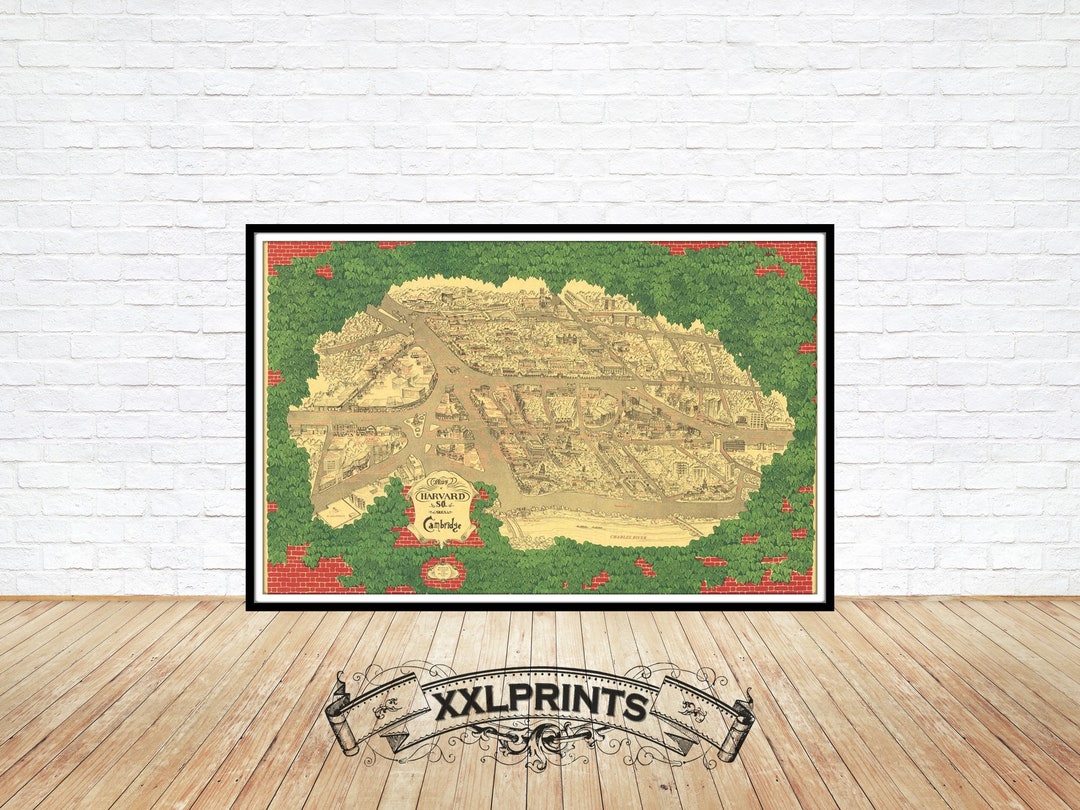 Harvard University Map Print: 19th Century Bird's Eye View - Etsy