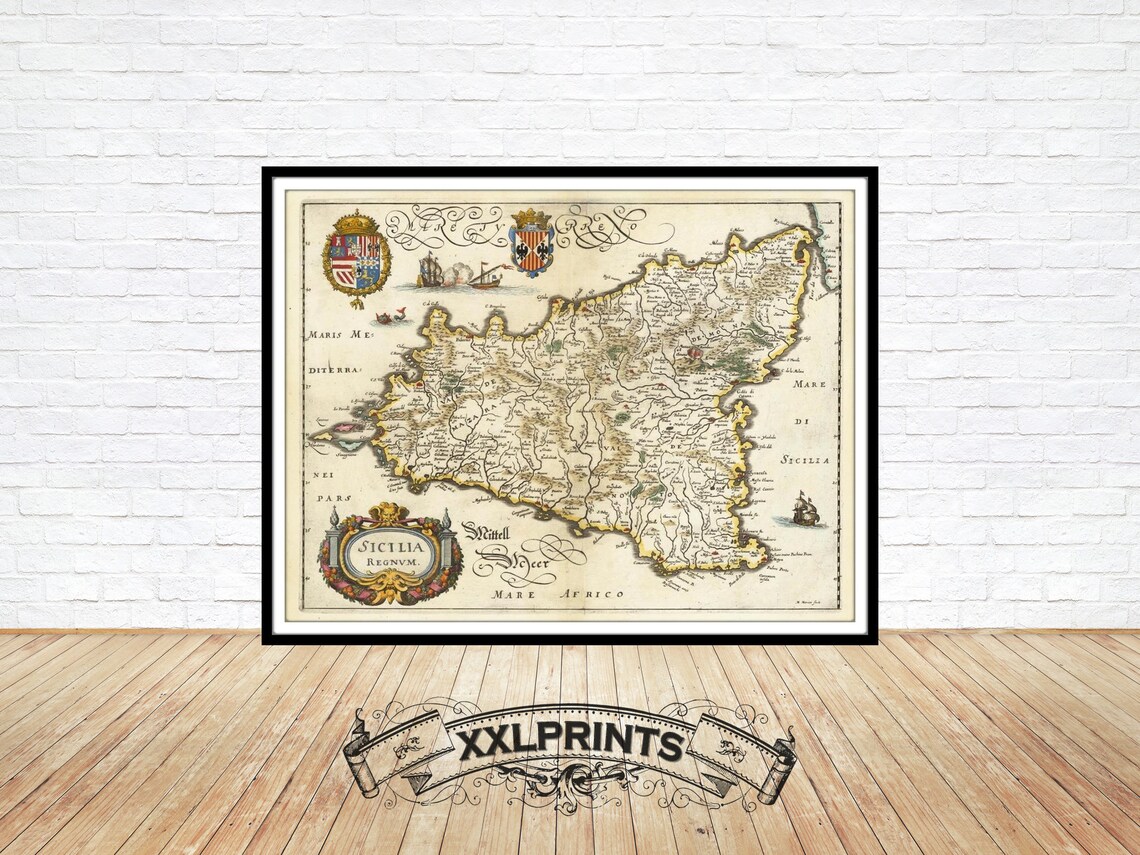 Sicily Map Print: 1640 Ancient Fine Art Reproduction - Etsy