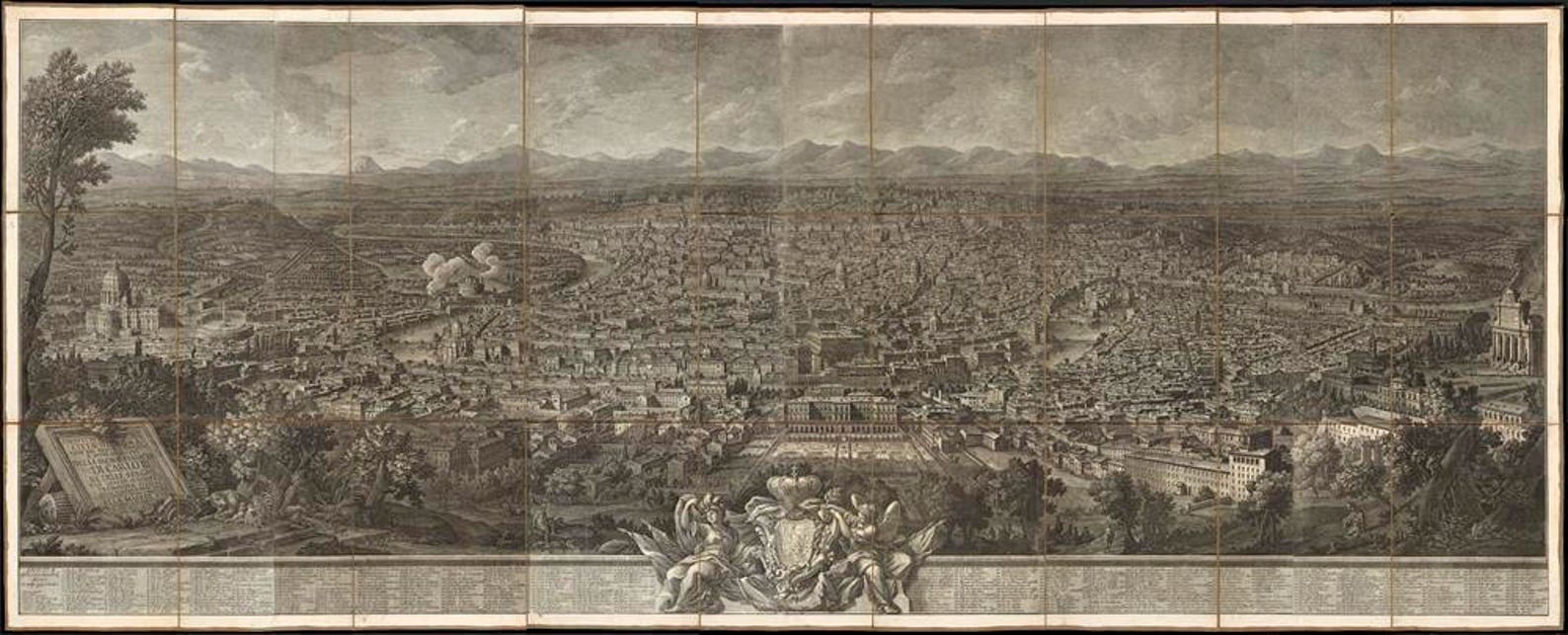 Ancient Lithography City of Rome Panoramic View Very Old - Etsy