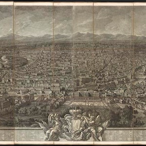 Ancient Lithography City of Rome, Panoramic View, Very Old, Fine Art ...