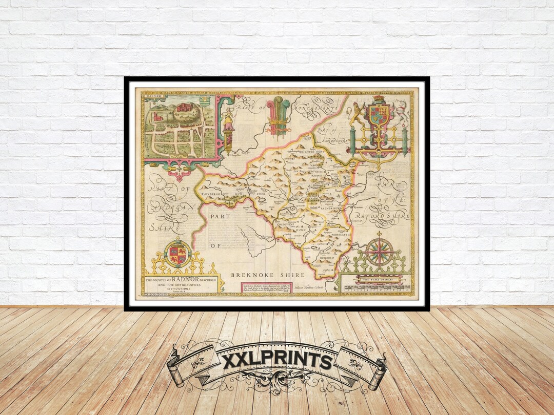 Radnor County Wales Map: 1676 Antique Fine Art Print - Etsy