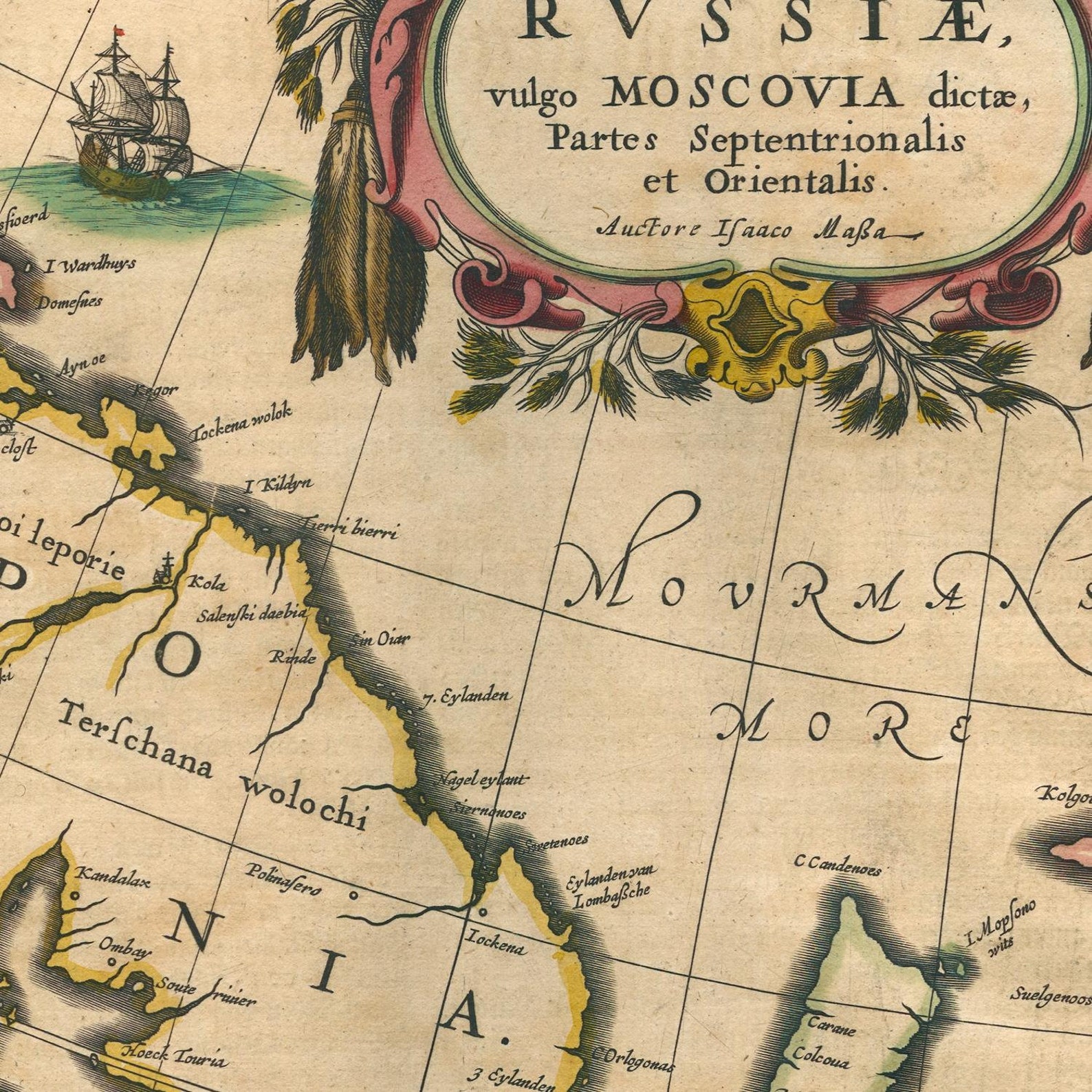 Ancient Map of Russia, 1650, Very Rare Mp, Beautiful Map, Fine ...