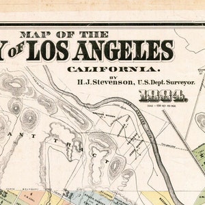 Antique Map of Los Angeles, California, 1884, Old Map, Large Map, Fine ...
