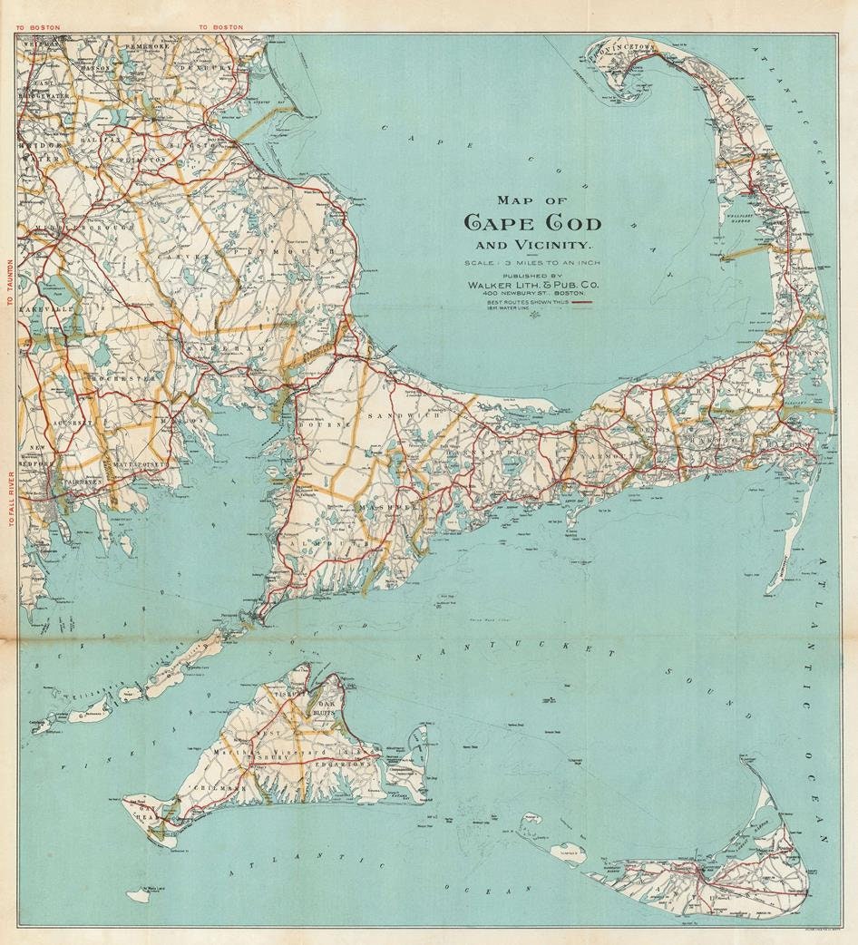 Old Map of Cape Cod 1917 Antique Map Fine Reproduction - Etsy