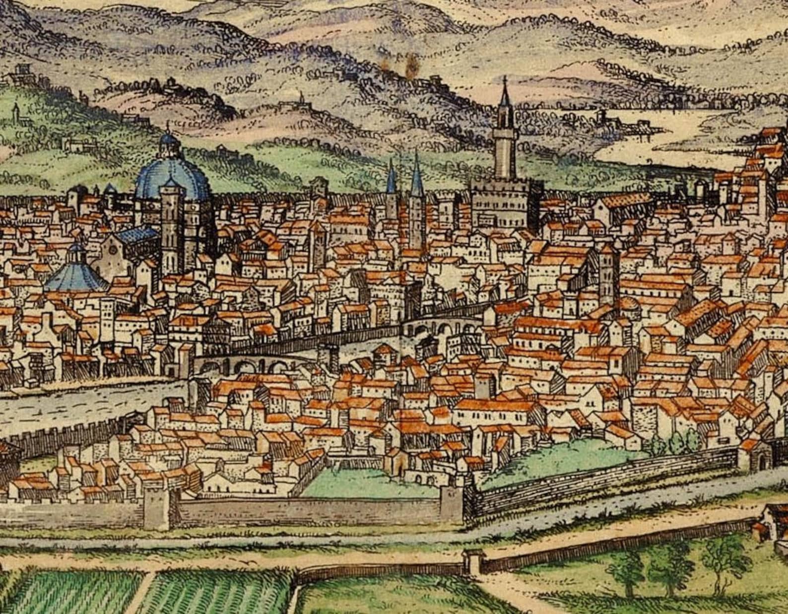 Antique Map of Florence Italy 16th Century Large Map Fine - Etsy