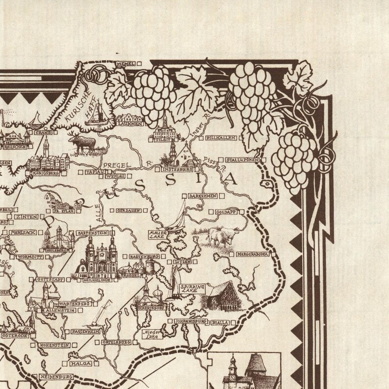 Old Map of Germany 1935 Pictorial Map Monuments Map Fine - Etsy Israel