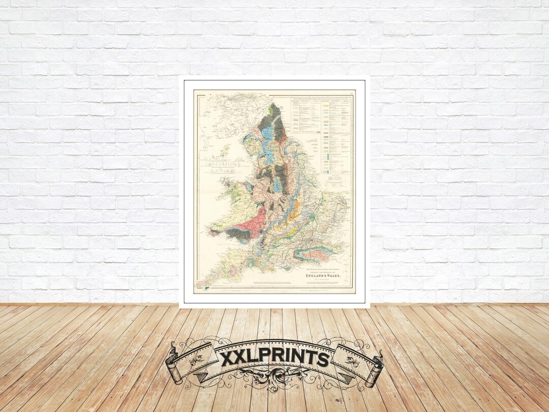Antique England Geological Map Print: 1834 Fine Art Reproduction - Etsy