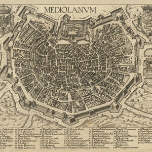 Ancient Map of Milano, 1625, City Plan, Extremely Rare, Fine ...