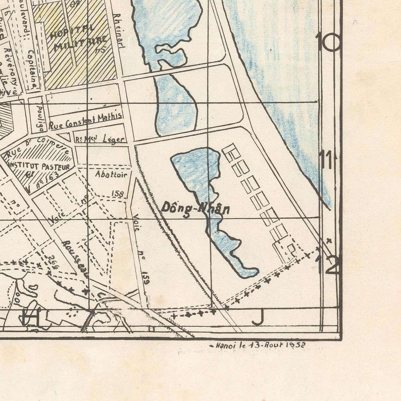 Hanoi Vietnam Map Print: 1952 Old City Plan, Fine Reproduction - Etsy
