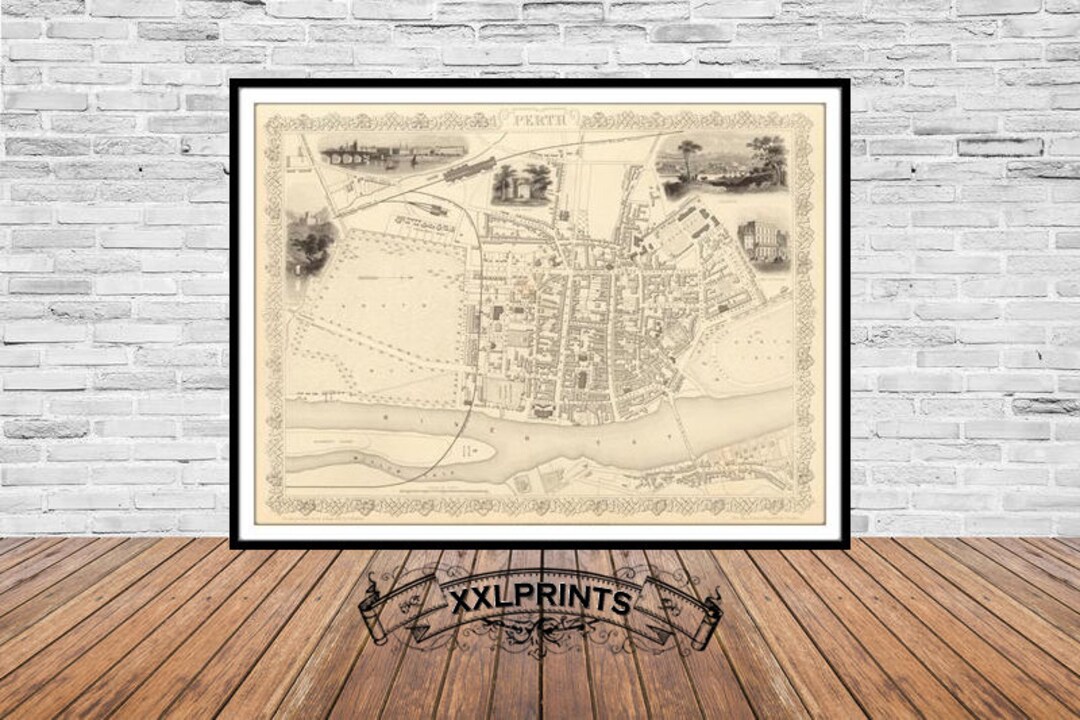 Old Map of Perth, 1851, City Plan, Antique Map, Fine Reproduction ...