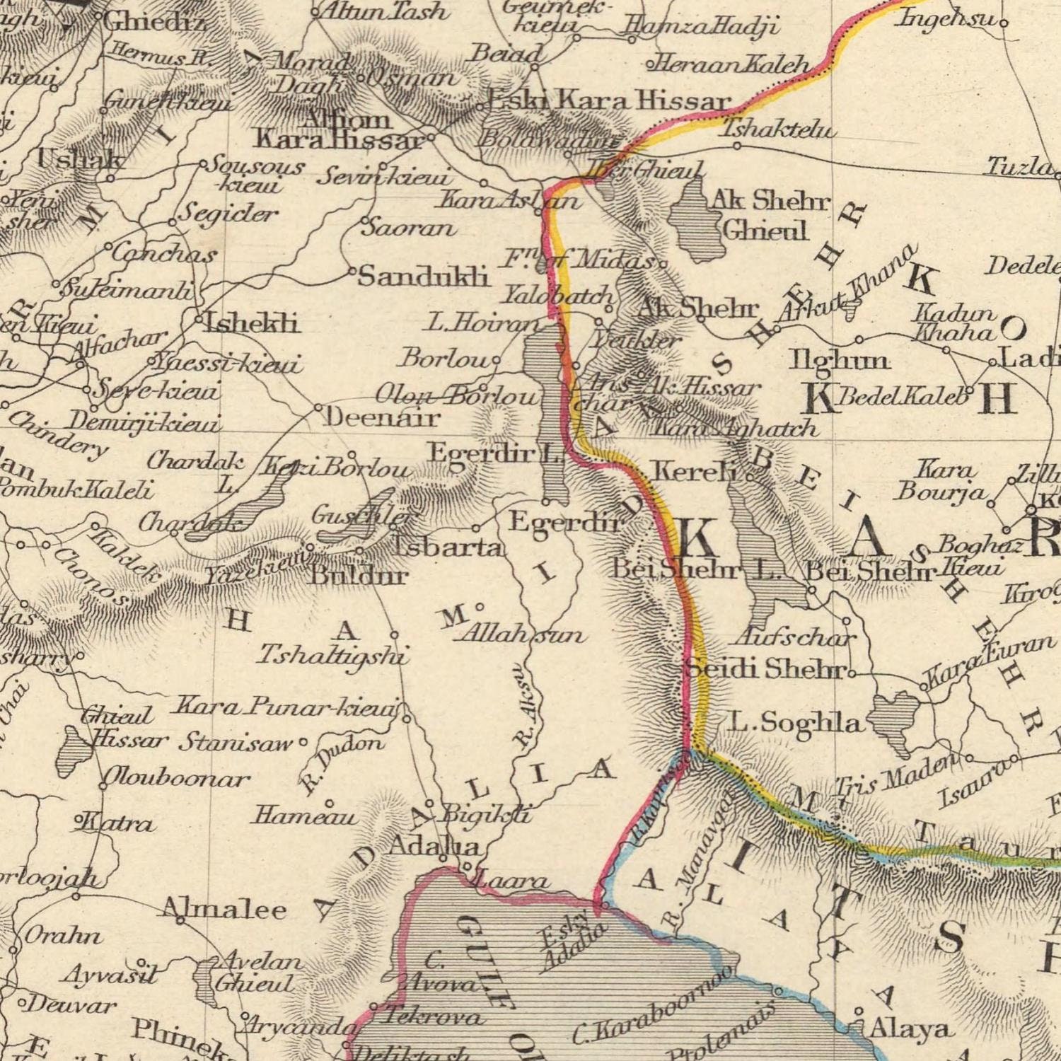 Mapa antiguo de Asia Menor 1851 mapa antiguo reproducción | Etsy España