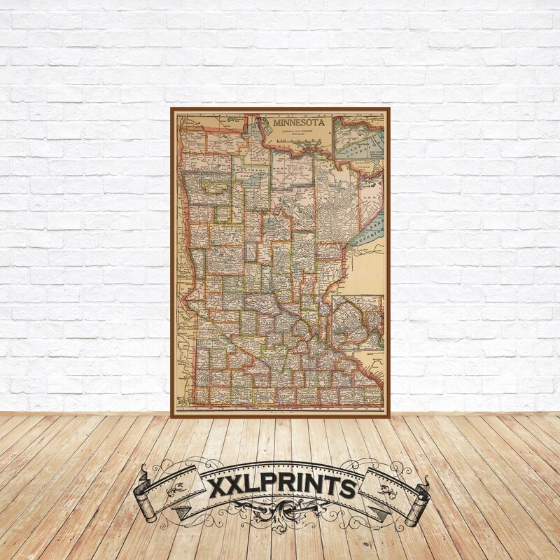 Old Minnesota Map - Etsy