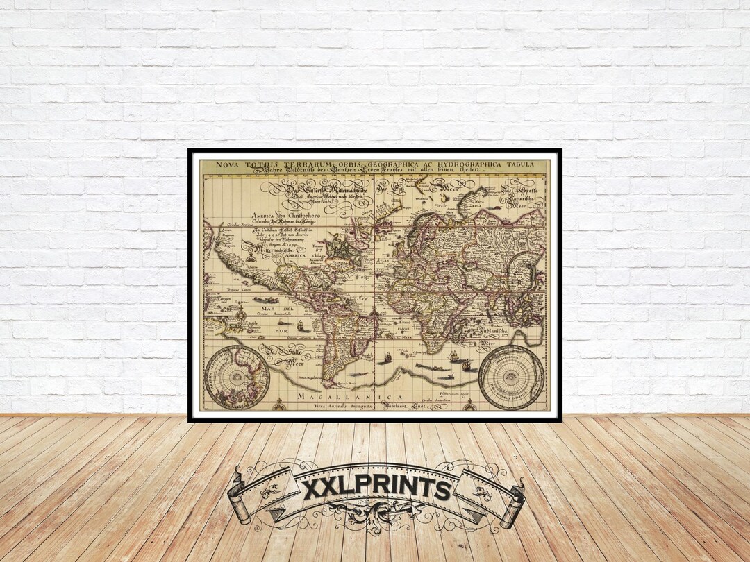 Ancient Map of the World, 1492, Fine Reproduction, Large Map, Fine Art ...