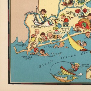 1935 Rhode Island Cartoon Map: Fine Art Print Reproduction - Etsy