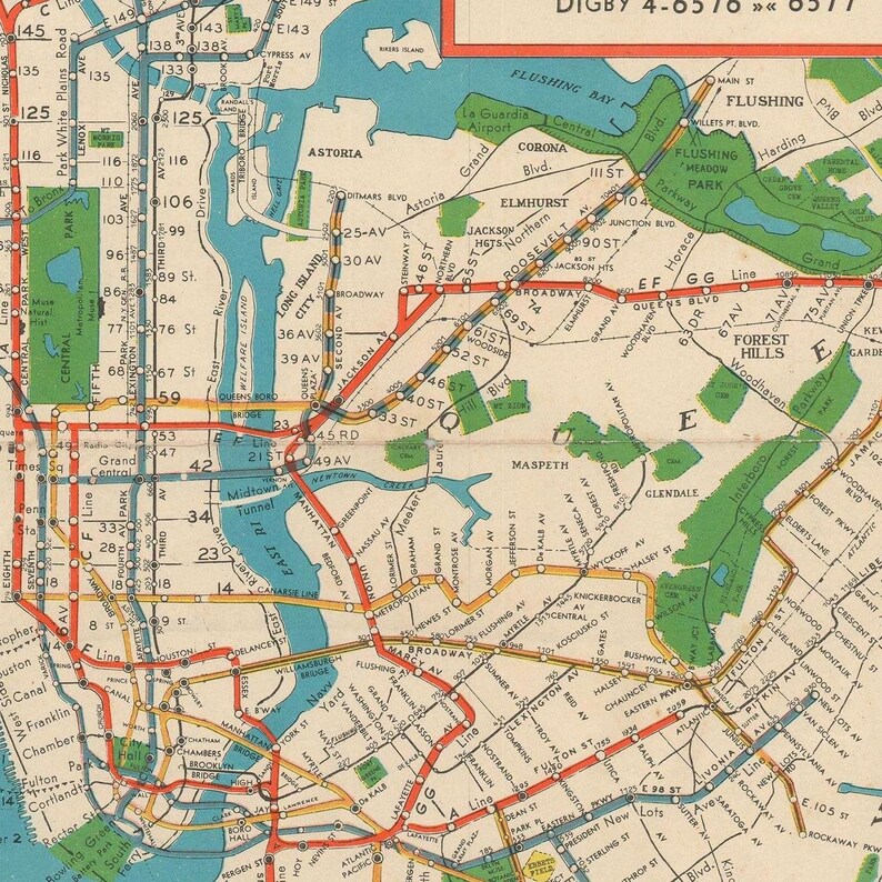 Old Subway Map of New York City 1945 Antique Fine - Etsy