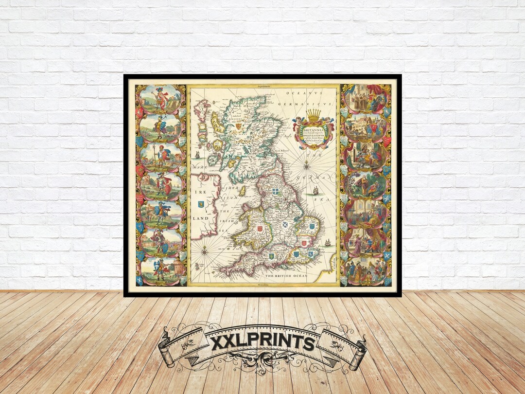 Saxon Kingdoms Map of British Isles: 1645 Fine Art Print - Etsy