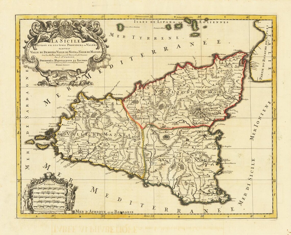 Ancient Map of Sicily 1692 Fine Reproduction Large Map - Etsy UK