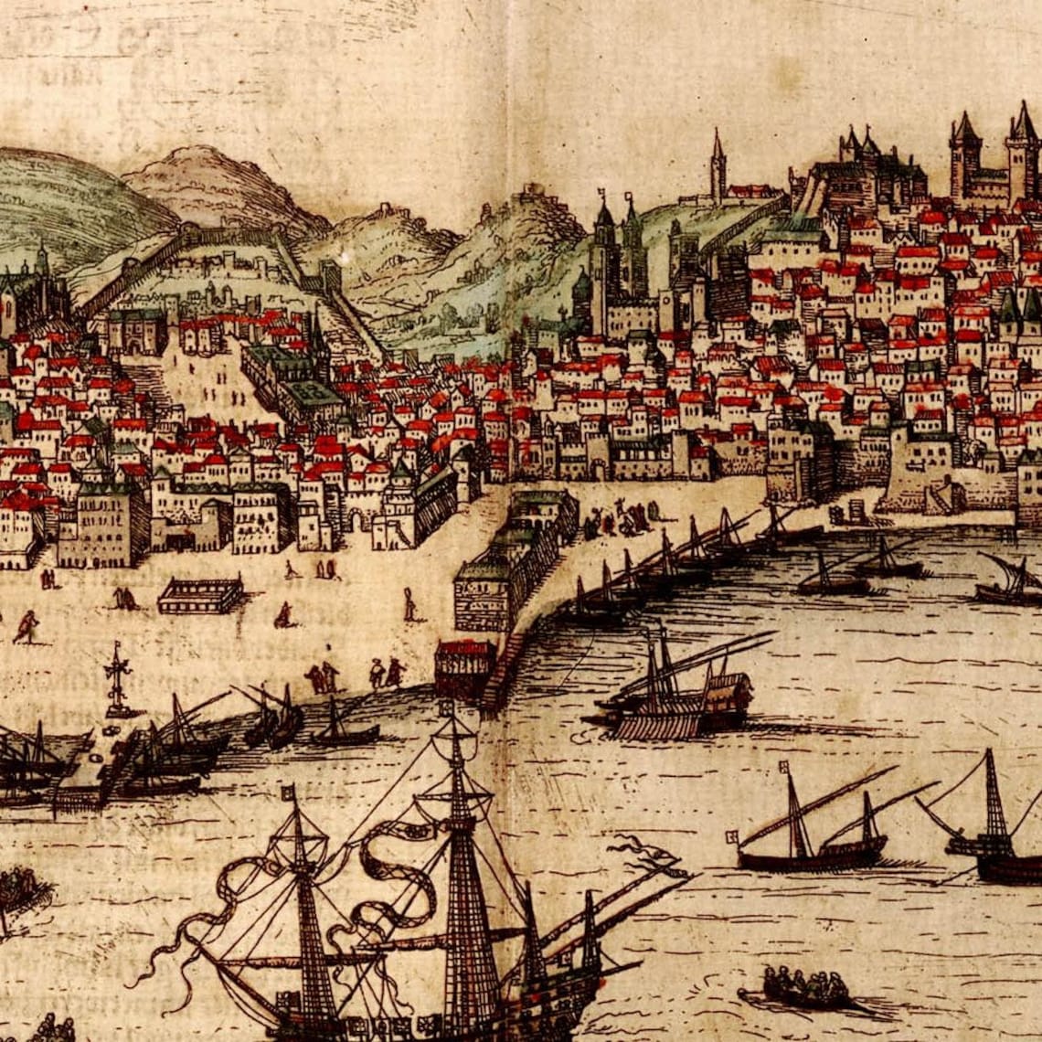 Ancient Map of Lisbon Portugal 1600 Old Map Fine - Etsy