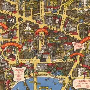 Old Map of London Town, 19th Century, Pictorial Map, Fine Reproduction ...