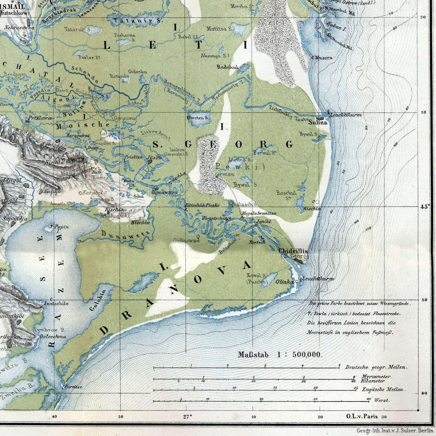 Danube Delta Map Print: 1865 Romania, Lower Danube Fine Art - Etsy UK