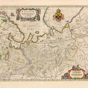 Old Map of Russia, 1642, Rare Map, Ancient, Fine Reproduction, Large ...