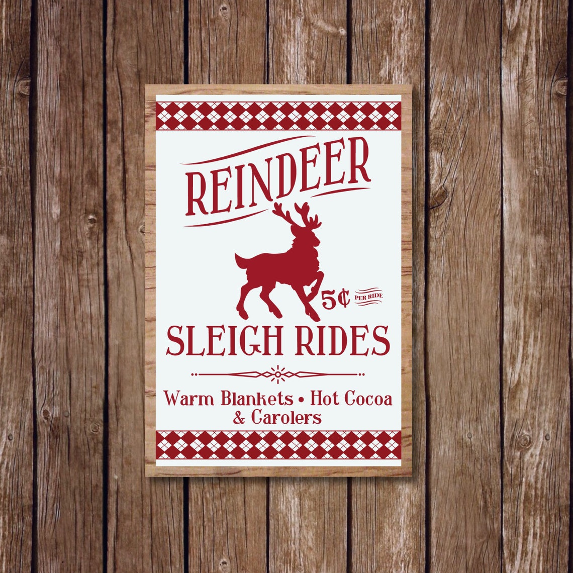 Christmas Sign Reindeer SVG Vintage Christmas SVG Print - Etsy