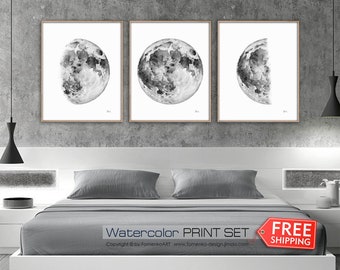 Moon phases wall art | Etsy