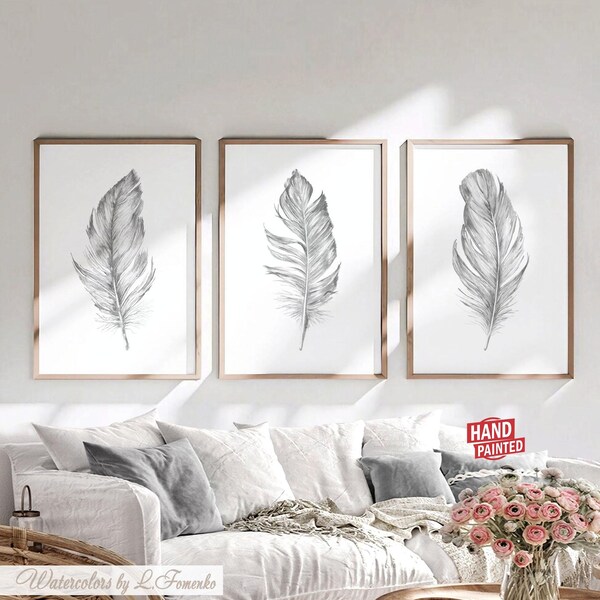 Feather Prints Wall Art - Etsy