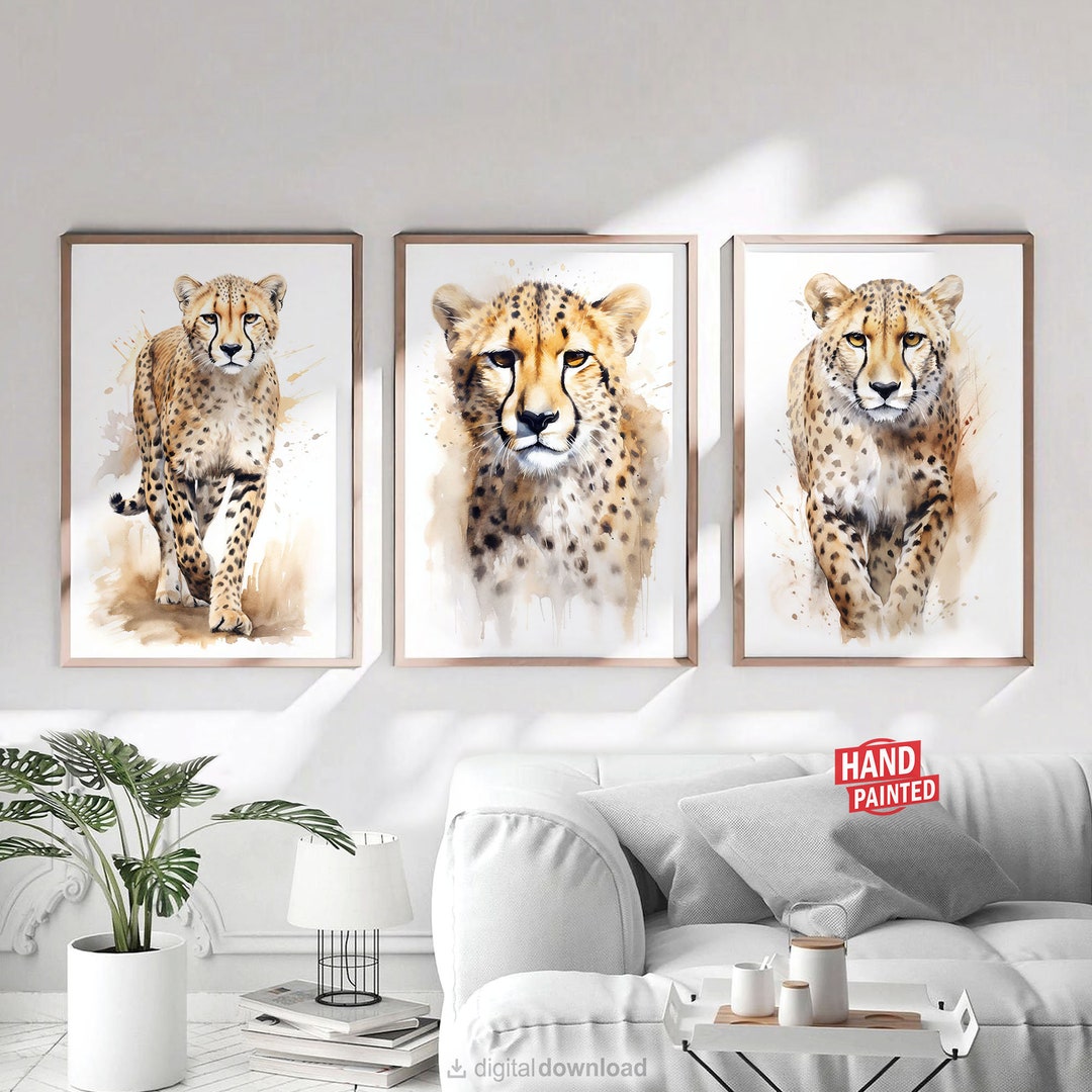 Watercolor Cheetah Prints for Bedroom Wall Decor Living Room, Printable ...