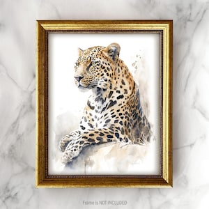 Female Leopard Print Wall Art - Watercolor Painting, Wild Animal ...