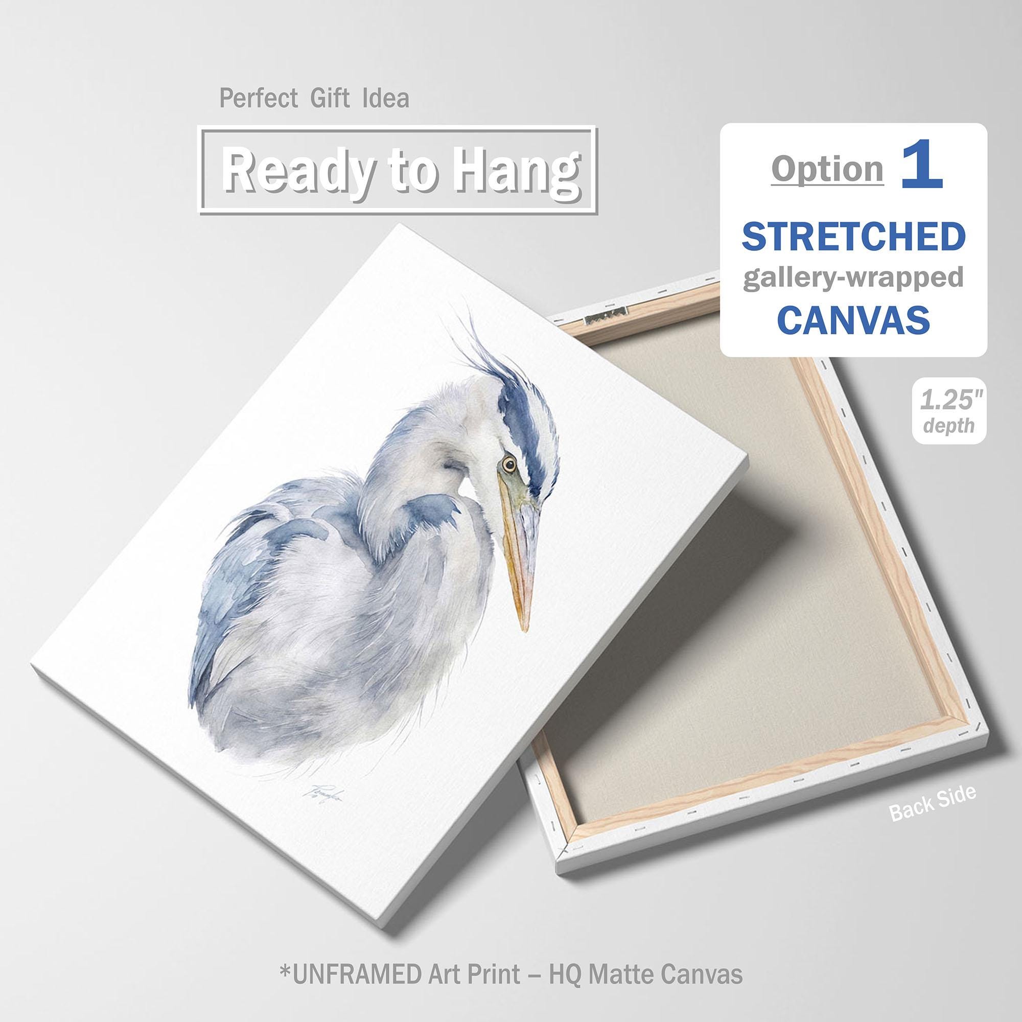 Watercolor Large Bird Painting Great Blue Heron PRINT, Beach Wall Art ...