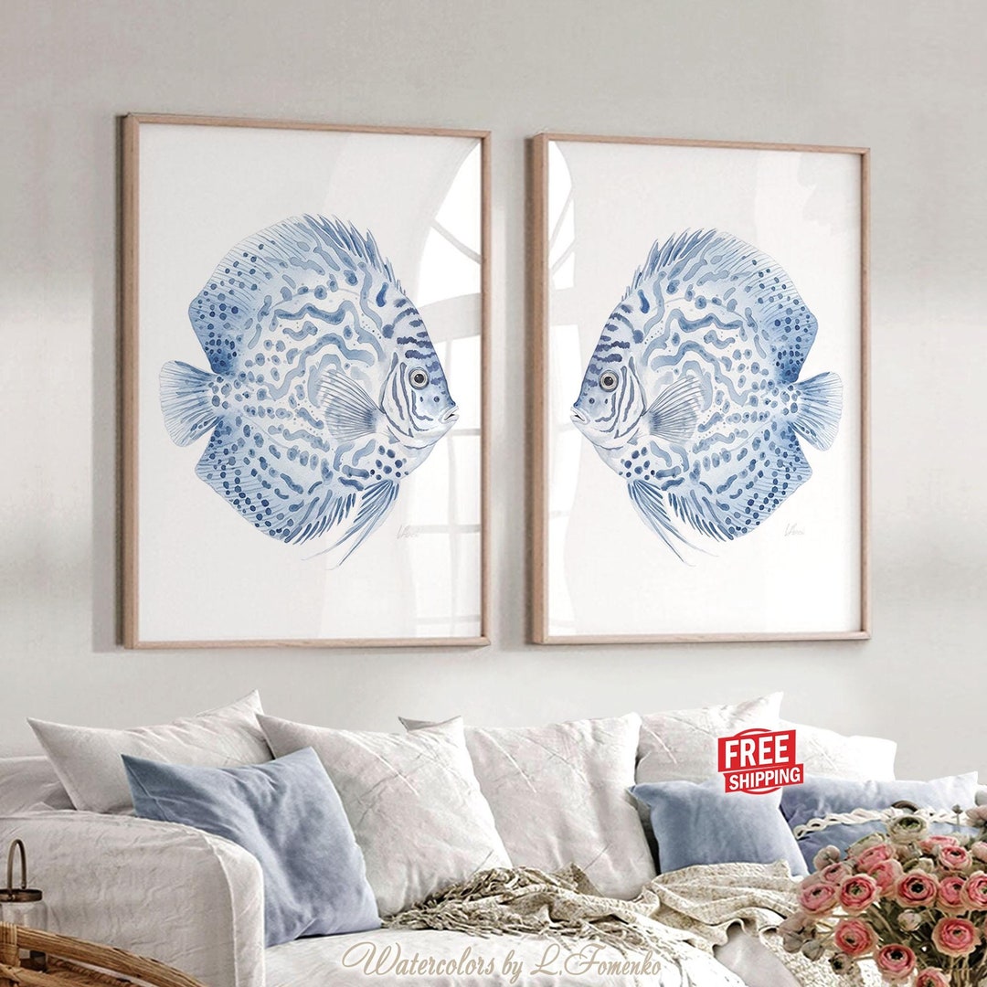 Discus Fish Wall Art Prints Coastal Nautical Beach House Decor ...
