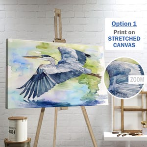 Great Blue Heron Watercolor Print - Coastal Bird Wall Art for Beach ...