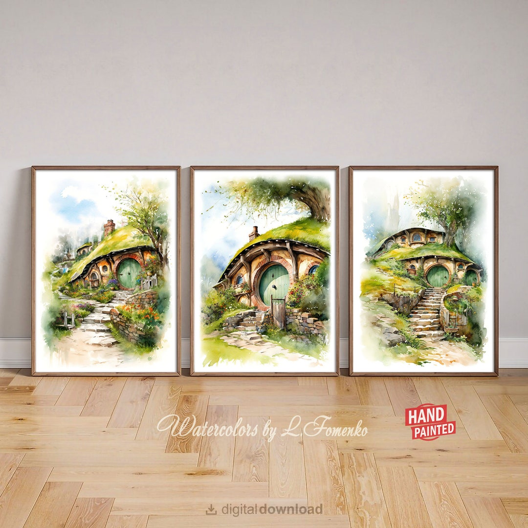 The Hobbit Hole Art LOTR Poster Decor Lord of the Rings Hobbitcore ...
