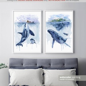 Print wall art Orca whale shark Ocean wall art Printable wall | Etsy