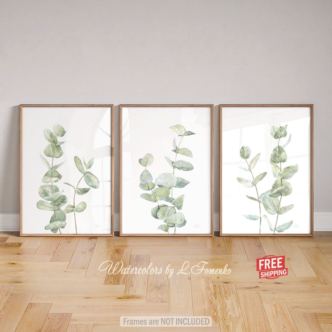 Eucalyptus Prints Bathroom Wall Decor Farmhouse Botanical Poster Set of ...