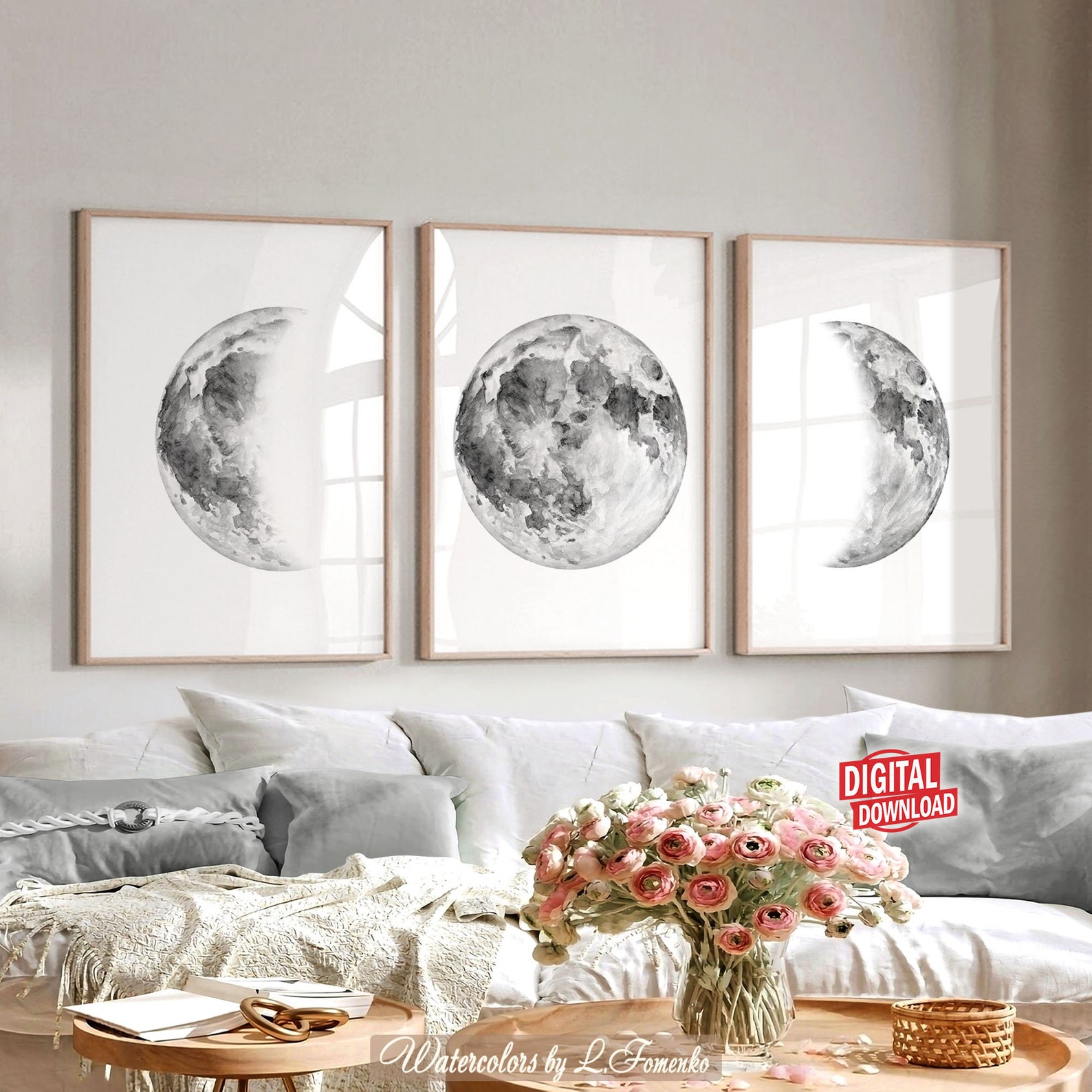 Moon Wall Art Moon Decor Space Wall Art Dining Room Wall Decor Bedroom ...