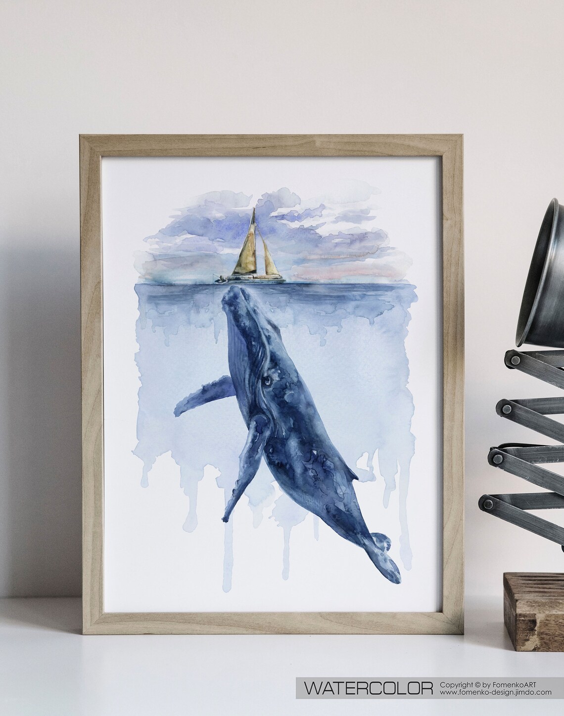 Whale painting Watercolor whale print Watercolor wall art | Etsy