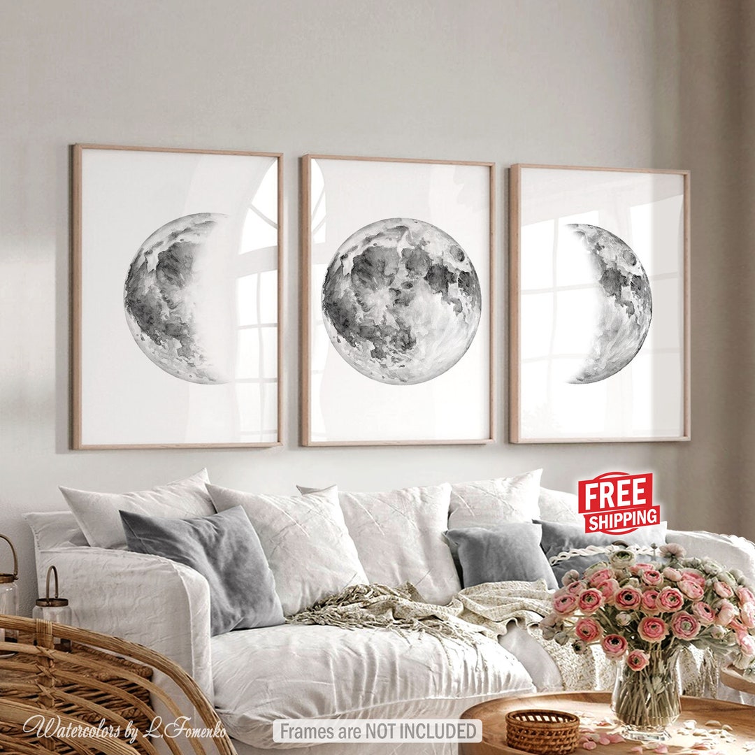 Moon Print Moon Wall Decor Bedroom Wall Decor Living Room Wall - Etsy