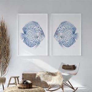 Discus Fish Wall Art Prints Coastal Nautical Beach House Decor ...