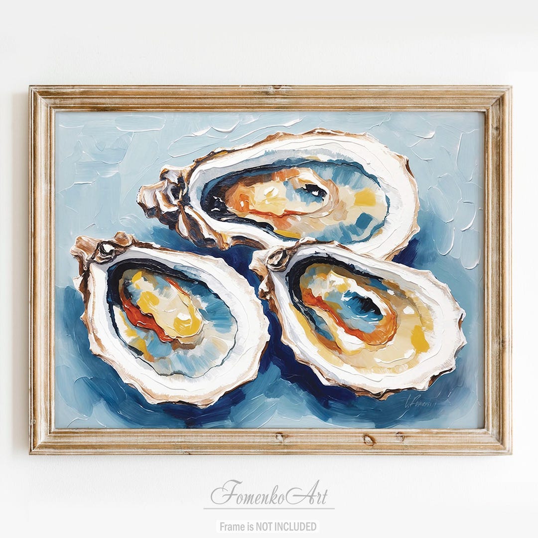 Coastal Oysters Wall Art, Print of My Oil Painting, Beach House Decor ...