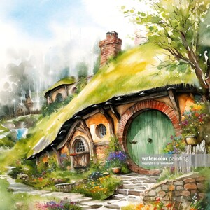 The Hobbit Hole Art LOTR Poster Decor Lord of the Rings Hobbitcore ...