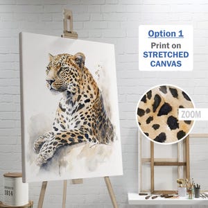 Female Leopard Print Wall Art - Watercolor Painting, Wild Animal ...