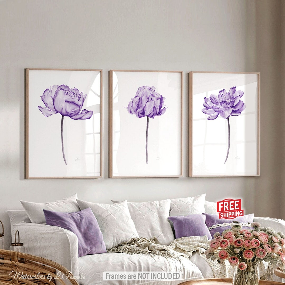 Purple Wall Art Bathroom Bedroom Wall Decor Living Room Decor ...