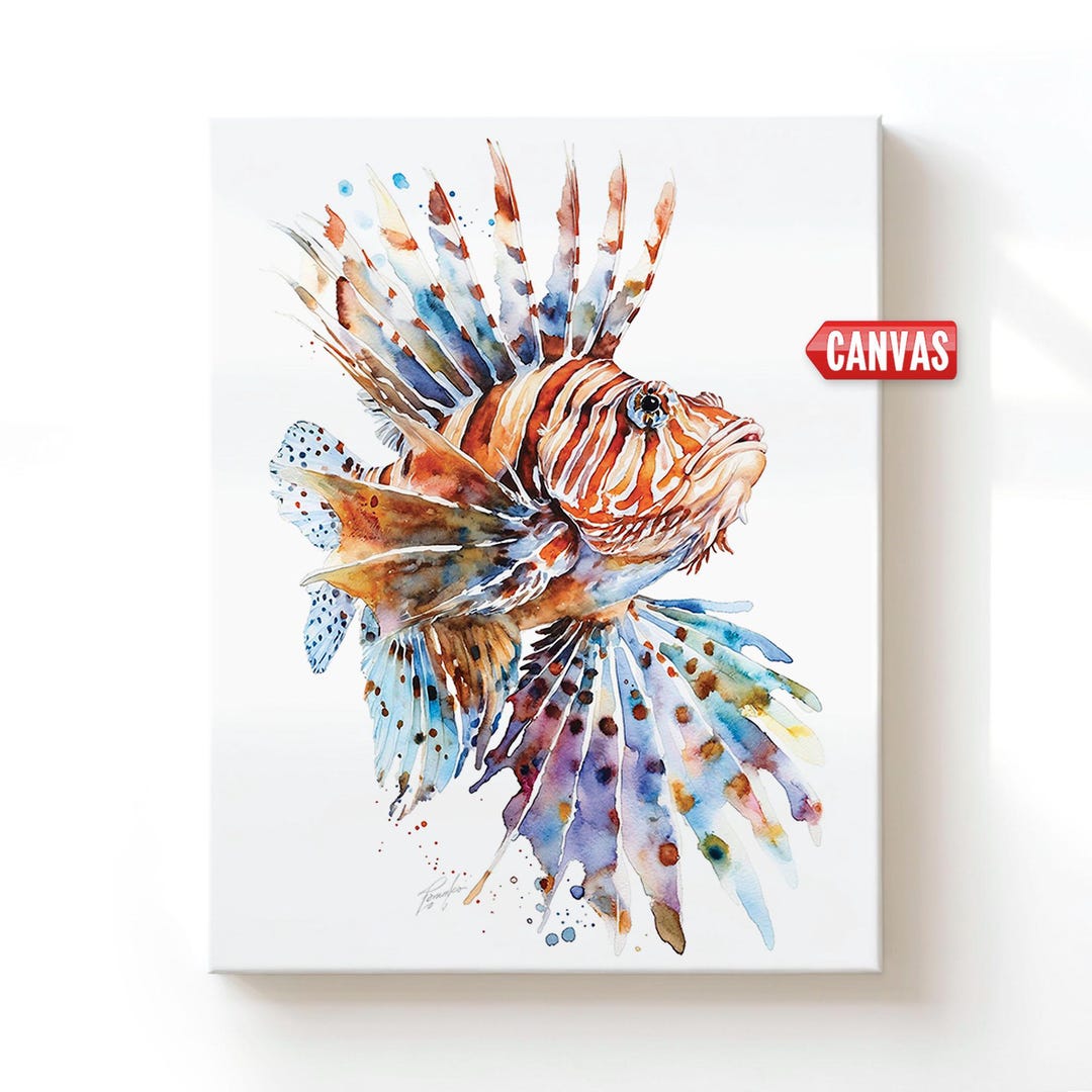 Lionfish Fish Print Nautical Coastal Wall Art Beach House Decor ...